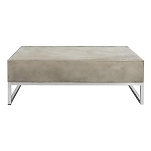 SAFAVIEH Outdoor Collection Eartha Modern Dark Grey Concrete Coffee Table (Fully Assembled)