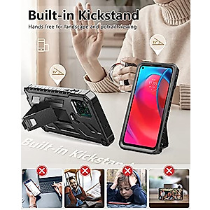SOiOS for Motorola Moto G Stylus 5G Case: Built-in Screen Protector Kickstand Full Body Dual-Layer Protective Shockproof Heavy-Duty Military Grade Tough Rugged Phone Cover (NOT 2022) Black