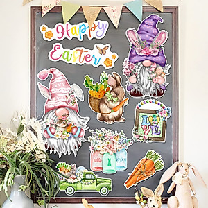 Easter Refrigerator Magnets Decoration 13Pcs, Happy Easter Gnome Fridge Car Garage Door Magnetic Stickers Holiday Decoration, Waterproof Easter Magnet Decals for Home Kitchen Decor…