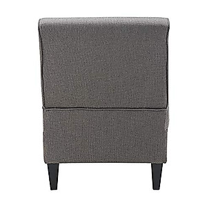 Serta Copenhagen Accent Chair Button Tufted Backrest, Sinuous Spring Seat Cushion, Rubberwood Legs, Upholstery for Living Room, Bedroom and Small Spaces, Polyester Woven Fabric, Modern Gray