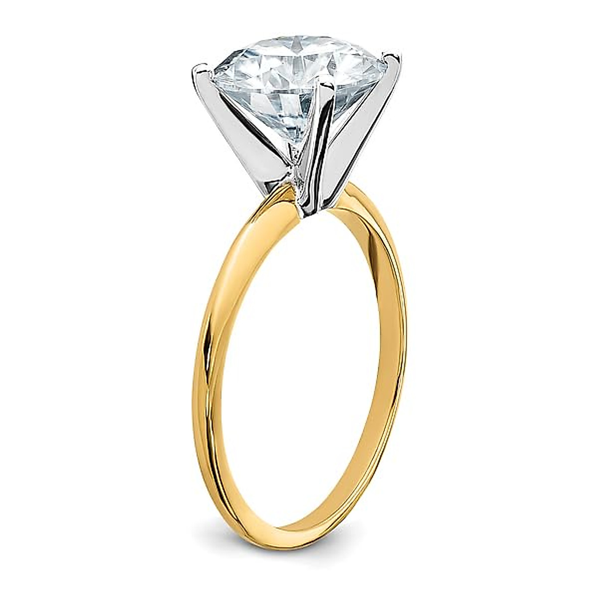 IceCarats 14K Yellow Gold 3ct. Round Moissanite Solitaire Engagement Ring Size 9
