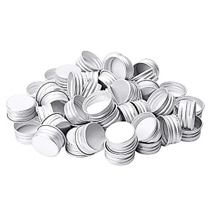 Aislor Aluminum Tins Cans Screw Top Round Steel tins Cans with Screw Lid Screw Lid Containers Cap Lid Silver 24mm