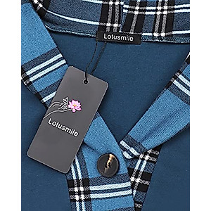 Tunic Sweatshirts for Women,Lotusmile Ladies Long Sleeve Lightweight V Neck Knit Pullover Long Hooded Tunics for Leggings Comfortable Cute Feminine Winter Warm Tops Plaid Elegant Hoodies for Fall