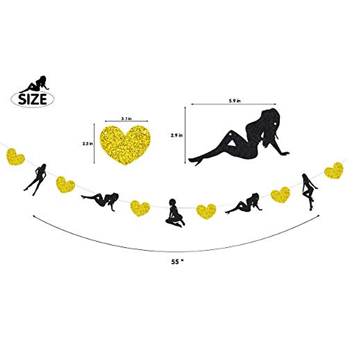 KAPOKKU Handmade Glitter Funny Banner Female Dancers Strippers Banner for The Bachelor Bachelorette Party Naughty Dirty Hen Party Engagement Bridal Shower Valentines Day Wle Dancers Strippers Banner