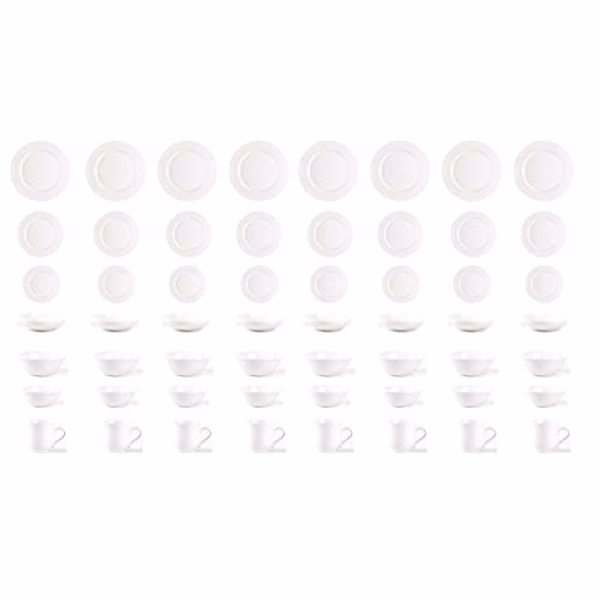 HomeVss, Pearl Dots Stoneware Dinnerware Set (56pc Set, White)