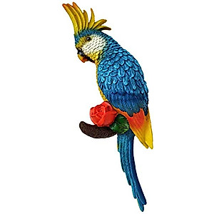 Wall Hooks Door Hook Clothes Towel Rack Hanger Headphone Organizer Holder Wall Mouted Parrot Sculpture Ornament - Blue