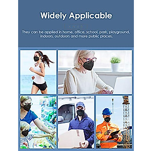HUHETA KN95 Face Masks, Packs of 30 Individually Wrapped, 5-Ply Breathable and Comfortable Safety Mask, Filter Efficiency Over 95%, Protective Cup Dust Masks Against PM2.5 (Black Mask)