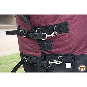 HILASON 1200D Turnout Light Winter Waterproof Horse Sheet Wine| Horse Blanket - 84 Inches | Horse Blankets for Winter Waterproof | Horse Turnout Blanket | Horse Turnout