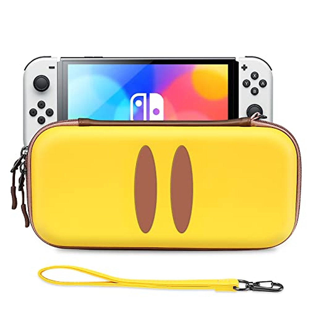 KENOBEE Carry Case for Nintendo Switch OLED Model 2021/Switch 2017, Portable Hard Shell Shockproof Cover Storage Travel Bag with 10 Game Cartridge Holder, Inner Pocket for Console & Accessorie, Yellow