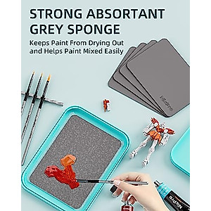 Nicpro Stay Wet Palette for Acrylic Miniature Painting Kit, Paint Tray Palettes with 100PCS Pallet Paper, 4PCS Sponge, Brush Holder Paint Mixing Storage for Warhammer 40K Model Paint, DIY Craft Class