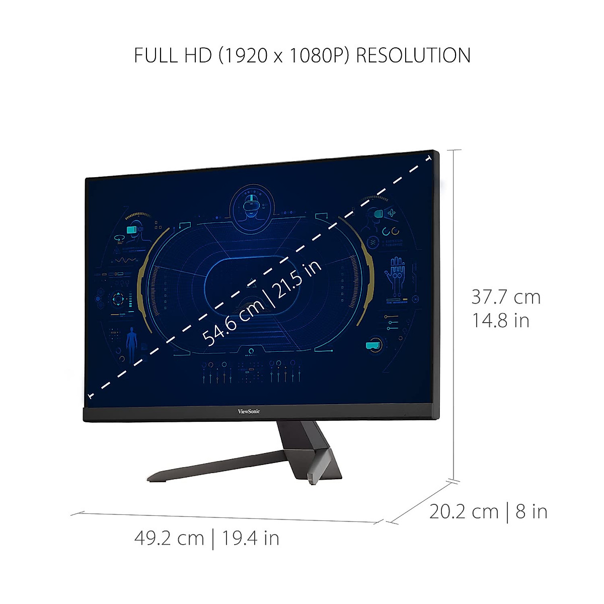 ViewSonic VX2267-MHD 22" 1080p Gaming Monitor w/ 100Hz, 1ms, FreeSync, HDMI, VGA, and DP (Renewed)