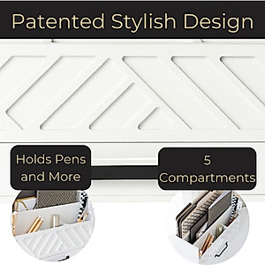 White Wood Desk Organizers and Storage with Drawer - Bill Mail Organizer and Mail Holder for Countertop and Kitchen - Desk Accessories & Workspace Organizers by Blu Monaco