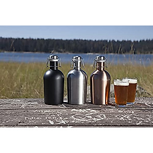 Stainless Steel 64-Ounce Beer Growler by LEGACY - a Picnic Time Brand, Black Matte Finish