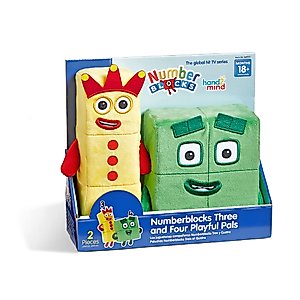 hand2mind Numberblocks Three and Four Playful Pals, Small Plush Figure Toys, Cute Plushies, Stuffed Toys, Preschool Number Toys, Math Learning Toys, Toddler Imaginative Play, Birthday Gifts for Kids