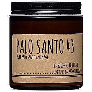 Maison Palo Santo Palo Santo from Ecuador and Greek Sage Essential Oils Aromatherapy Natural Soy Wax Candle for Home Cleansing Blessing Handcrafted in USA 4oz Gift Ready Free Palo Santo Included.