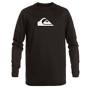 Quiksilver mens Solid Streak Ls Long Sleeve Surf Tee Rashguard Rash Guard Shirt, Black, Large US