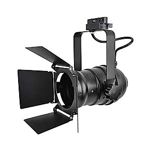 J.LUMI TRK9000 Theater Track Lighting Head, Stage Light with Barn Door Flippers, Black Frost Paint Finish, Vintage Modern Industrial, Uses PAR30, A19 or ST64 Bulb with E26 Base (Bulb not Included)