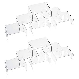 ihomecooker 12 Pack Clear Arylic Display Risers(4"×3"×2") &8 Pack Clear Arylic Display Risers(4"×4"×4") (20 Items)