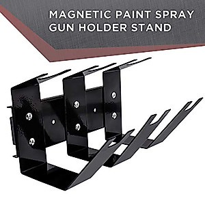 TCP Global Magnetic Paint Spray Gun Holder Stand, Holds 3 Gravity Feed, Siphon or Pressure Feed HVLP Guns - Attach to Spray Booth Wall, Paint Mix Room, Workstation Cabinet, Body Shop or Garage Wall