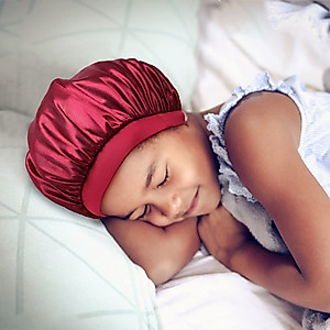 LADES Kids Hair Satin Bonnet for Sleeping, 3 Pieces Soft Toddler Satin Bonnet Sleeping Cap for Girls Curly Hair Gifts Multicolored