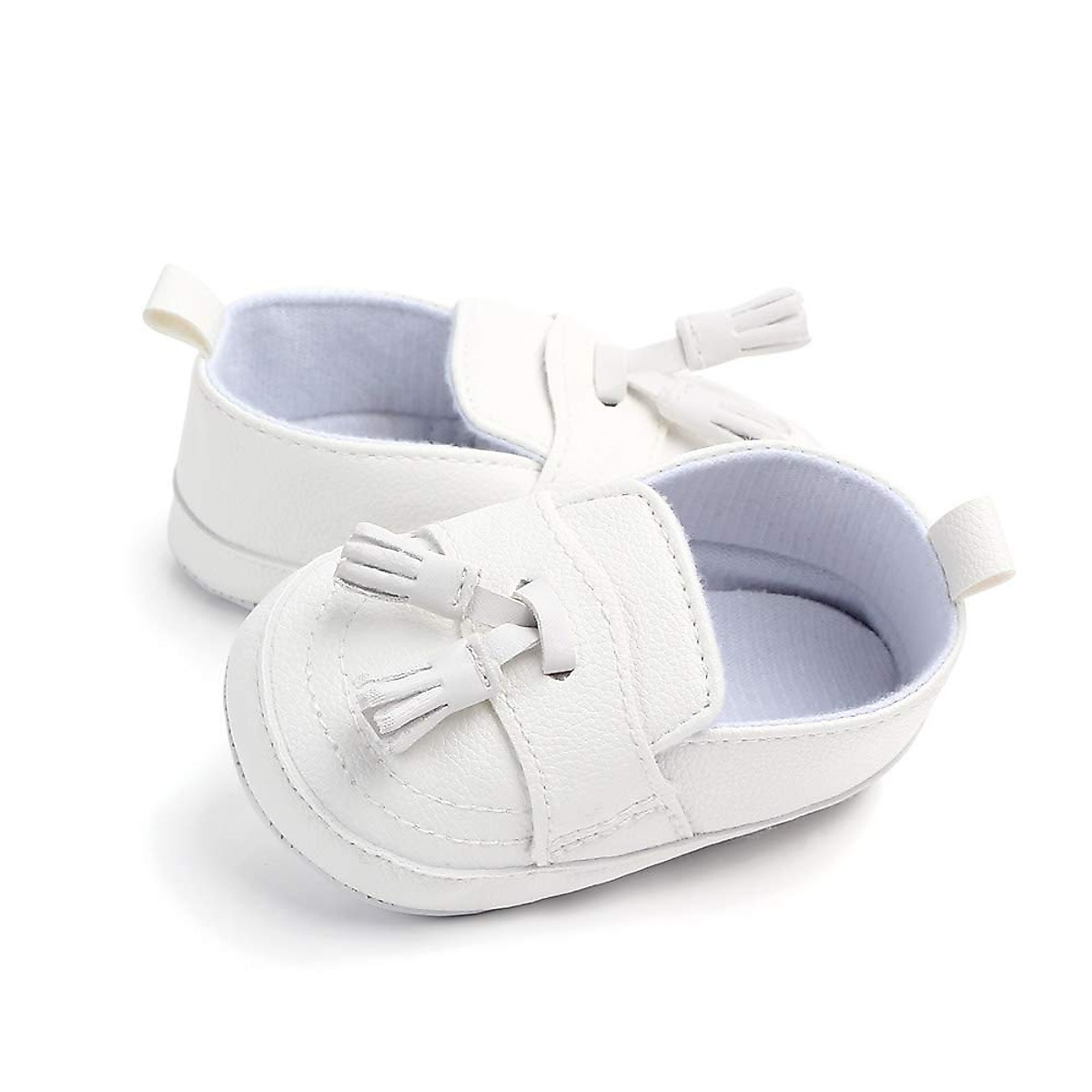 Csfry Infant Toddler Baby Boys Soft Moccasinss Crib Shoes White US4