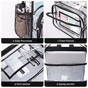 Conworld Large Heavy Duty Clear Backpack, Clear Bookbag Transparent Backpack for School Work Sports, Women Men Large Clear Backpack Black