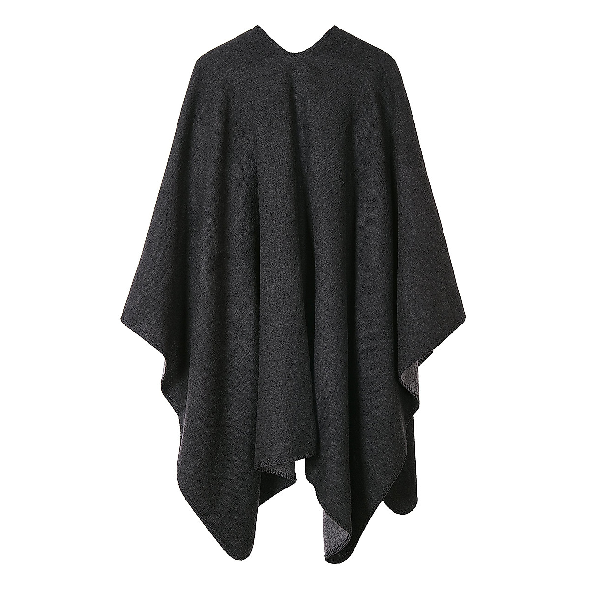 Urban CoCo Women's Color Block Shawl Wrap Open Front Poncho Cape (Series 7-Black)