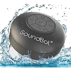 Soundbot SB510 Bluetooth Shower Speaker HD Water Resistant Bathroom Speakers, Handsfree Portable Speakerphone with Built-in Mic, 6hrs of Playtime, Control Buttons and Dedicated Suction Cup (Black)