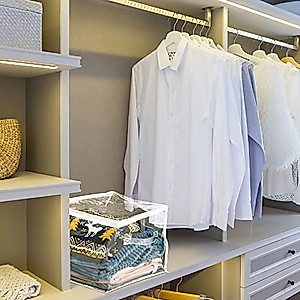 15 Pcs Clear Zippered Organizers Foldable Sweater Storage Closet Organizer Collapsible Cube Storage Organizer Plastic Storage Bags Bins Containers with Zipper and Handle for Closet Clothes Toy