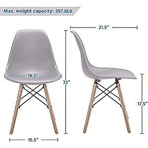 Set of 4 Kitchen Dining Chairs Easily Assemble Modern Fabric Cushion Seat Chair w/Metal Legs Fabric Cushion Side Chairs with Sturdy Metal Legs for Home Kitchen Living Room, Grey