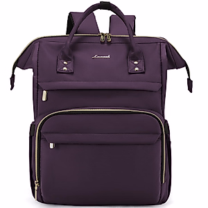 LOVEVOOK College Laptop Backpack, 15.6 Inch Travel Backpack for College, Waterproof Work Backpack Woman for Teacher Nurse Anti-theft Travel Back Pack, Gifts for Women,Dark Purple