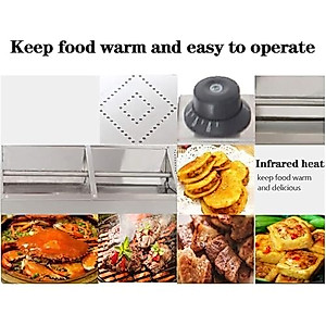 Heat Lamp for Food, Heat Lamp Kitchen Gastro, Hanging Food Warmer Lamp, Stainless Steel Heat Lamp Kitchen for Food, Food Heat Lamp Buffet 30-85℃ Adjustable Temperature(150x15x6.5cm)