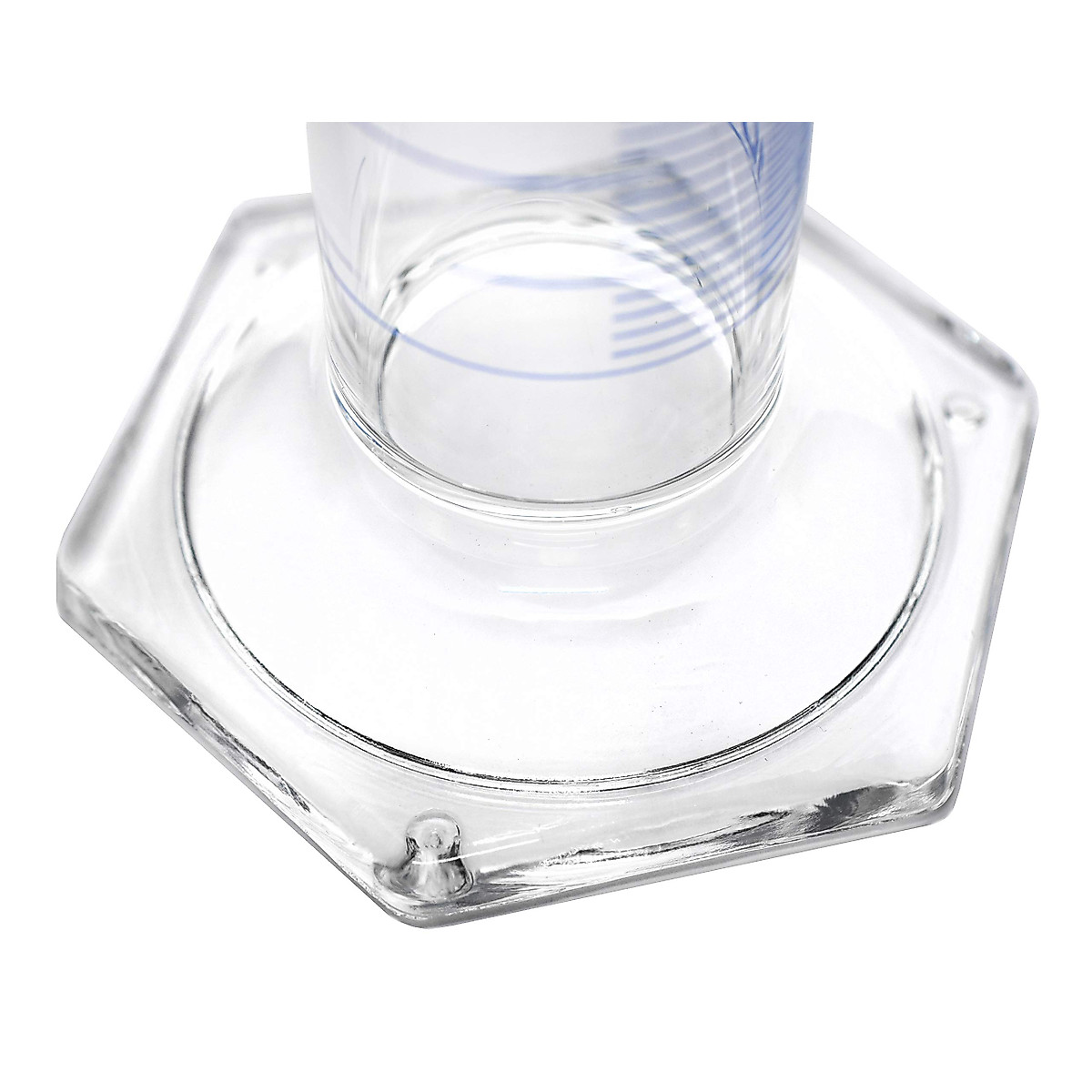 EISCO Graduated Cylinder, 250mL - ASTM, Class B Tolerance ±2.00mL Protective Collar, Hexagonal Base Blue Graduations Borosilicate 3.3 Glass- Eisco Labs