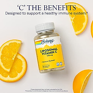 SOLARAY Liposomal Vitamin C 500mg, High Absorption Vitamin C Liposomal Blend, Healthy Immune System Function, Collagen Synthesis and Antioxidant Support, Vegan, 100 Servings, 100 VegCaps