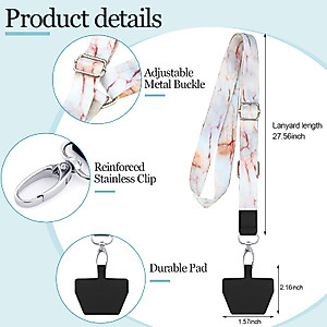 Chinco 5 Pack Crossbody Multifunctional Cell Phone Lanyards Universal Adjustable Neck Strap and Phone Patches Compatible with Most Smartphones(Marble Pattern,Bright Color)