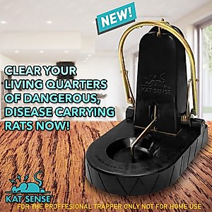 Kat Sense XXL Large Rat Traps, Not All Rodent Traps are Created Equal & This Heavy-Duty Spring Trap Will Prove It - Reusable Pest Control Trap for Rats, Squirrels, and Chipmunks 2 Pack