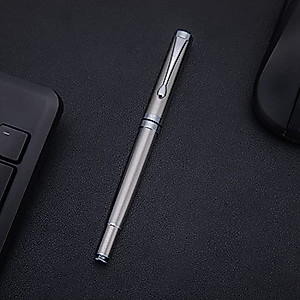 BEILUNER Ballpoint Pens, Stainless Steel with Chrome Trim, Silver Ballpoint Writing Pens, Best Ball Pen Gift Set for Men & Women, Professional, Executive, Office, Fancy Pens-Gift Box with Extra Refill