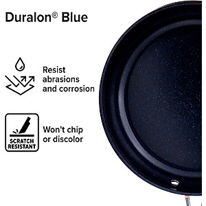 Nuwave 3-Piece Fry Pan Set, 8”, 10”, 12” Forged Lightweight, G10 Healthy Duralon Blue Ceramic Ultra Non-Stick, Induction-Ready & Works on All Cooktops, Ergonomic Stay-Cool Handles