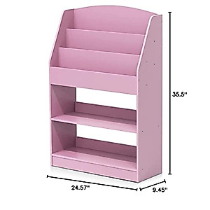 FURINNO 5-tier Kidkanac Magazine/Bookshelf With Toy Storage, Pink