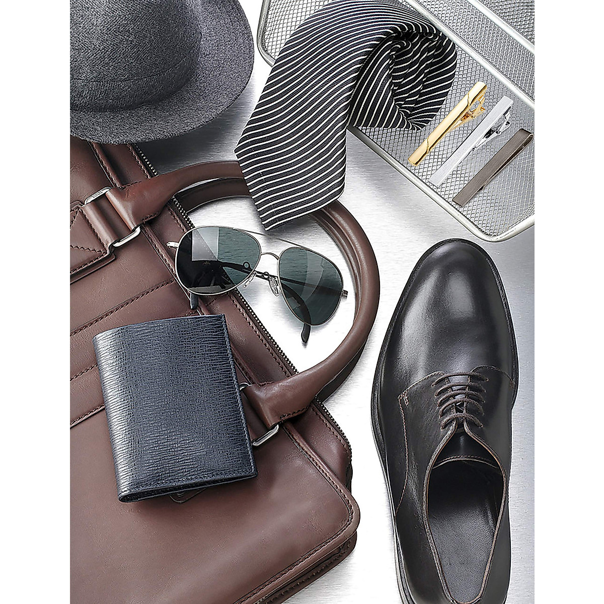 Jstyle 12 Pcs Tie Clips Set for Men Tie Bar Gift for Men Clip Set for Regular Ties Necktie Wedding Business Clips with Luxury Package