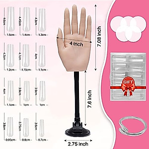 Fromeet Silicone Practice Hand for Acrylic Nails, Realistic Nail Practice Hands with Bracket, Flexible Reusable Mannequin Hand for Nail Display, Acrylic Nail Training Hand Kit for Manicure Beginners