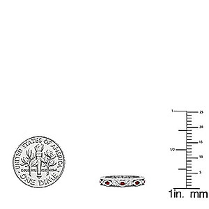 Dazzlingrock Collection 10K Round Garnet & White Diamond Ladies Vintage Stackable Wedding Band, White Gold, Size 7.5