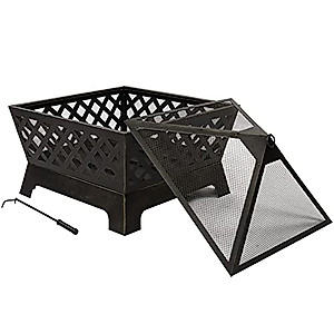 Fire Pits for Outside Firepit Outdoor Fireplace Wood Burning Fire Pit, 26.4 Inchs Large Portable Fire Pit with Fire Pit Screen for Outdoor Outside Camping Patio Garden Backyard, Bronze