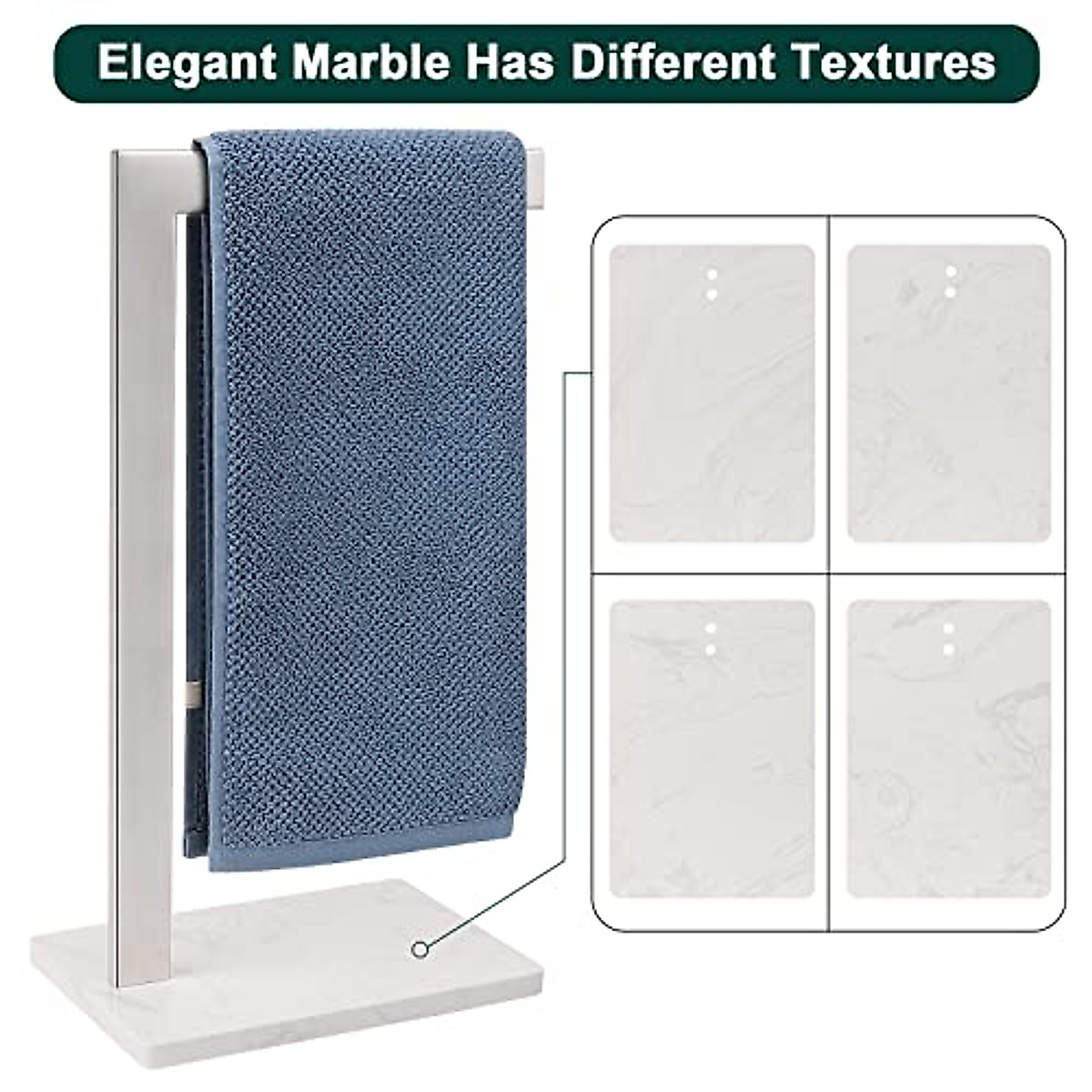 BathAce Hand Towel Holder, Hand Towel Stand for Bathroom with Marble Base, 304 Stainless Steel Stand L Shape Hand Towel Rack Free-Standing Towel Bar for Bathroom Kitchen Countertop, Chrome