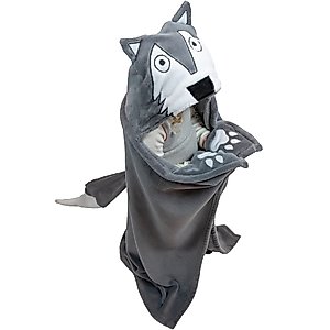 Lazy One Wearable Hooded Blanket for Kids, Animal Hooded Blanket (Wolf Blanket)