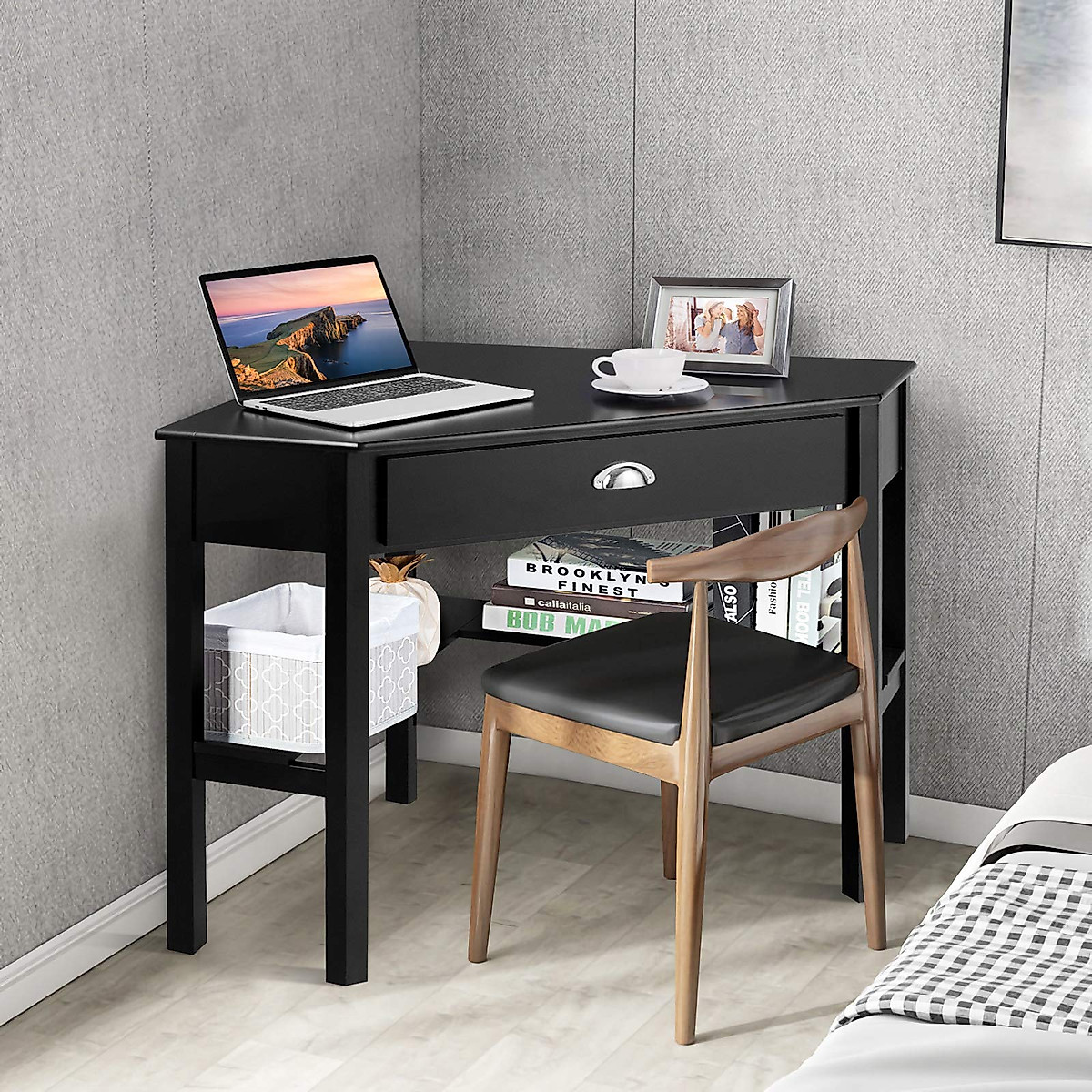 HOMGX Writing and Study Corner Computer Desk, Black