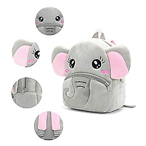 NICE CHOICE Cute Toddler Backpack Toddler Bag Plush Animal Cartoon Mini Travel Bag for Baby Girl Boy 2-6 Years(Grey Elephant)