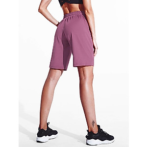 NELEUS Women's 10 inch Running Shorts Workout Athletic Short for Yoga with Pocket,Pink/Blackish Green,2 Pack,US 2XL,EU 3XL