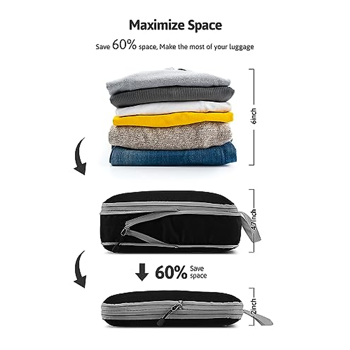Extra Large Compression Packing Cube, OrgaWise Luggage Organizer Bag 6 Set Expandable, Suitcase Cube Organizer for Travel Essentials