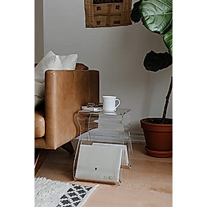 Umbra Magino, Acrylic Side Table, End Table, Stool with Storage, Modern Magazine Rack, Clear,21.725" x 20.9" x 15.125"